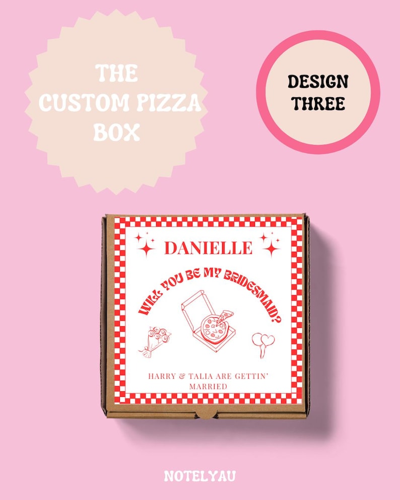 Custom Pizza Box Design Template: Editable Party Favor (digital ...