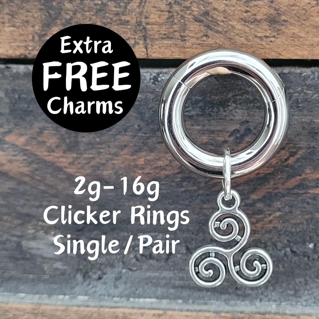 Silver Celtic Spiral Triskel Circle Clicker Ring Hoop Gauges 2g 4g 6g ...