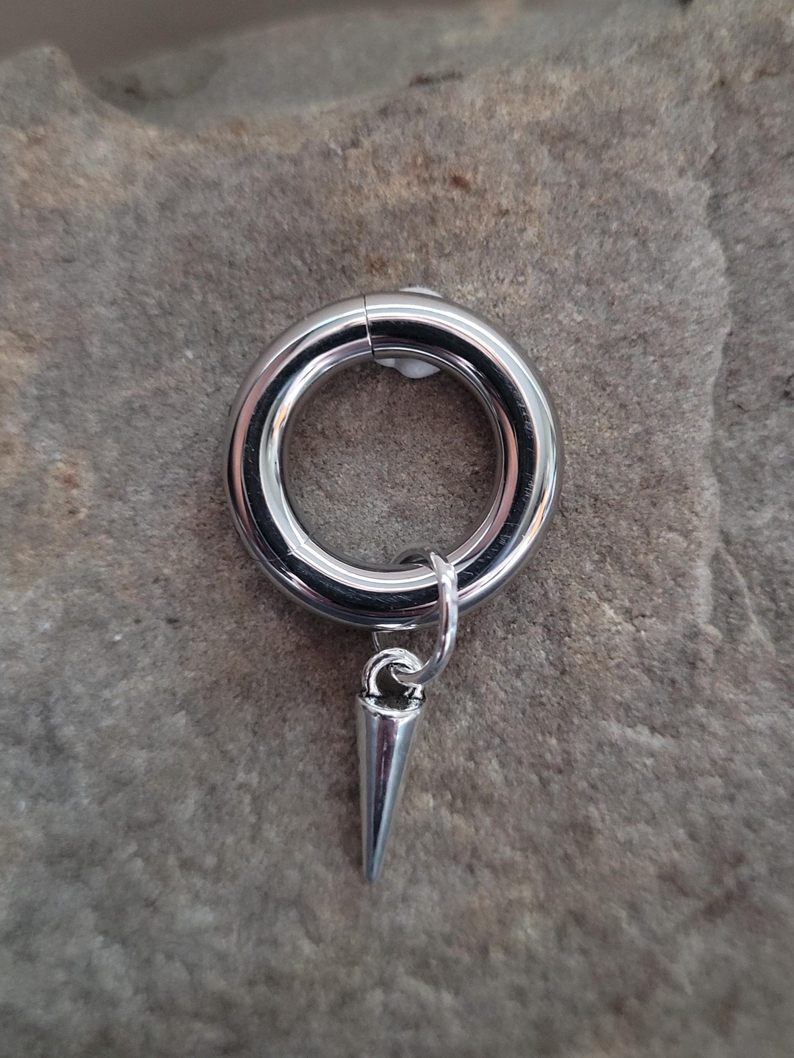 Silver Spike Clicker Ring Hoop Gauges Big 2g 4g 6g 8g 10g 12g 14g 16g ...