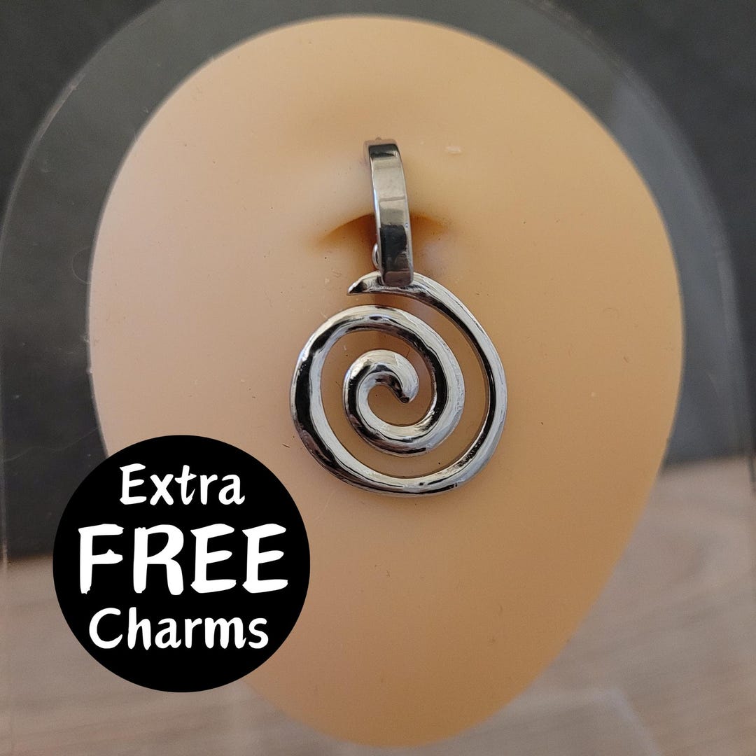 Belly Ring Big Silver Spiral Swirl 14g Gauge Hinged Clicker Hoop ...