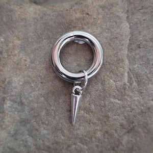 Silver Spike Clicker Ring Hoop Gauges Big 2g 4g 6g 8g 10g 12g 14g 16g ...