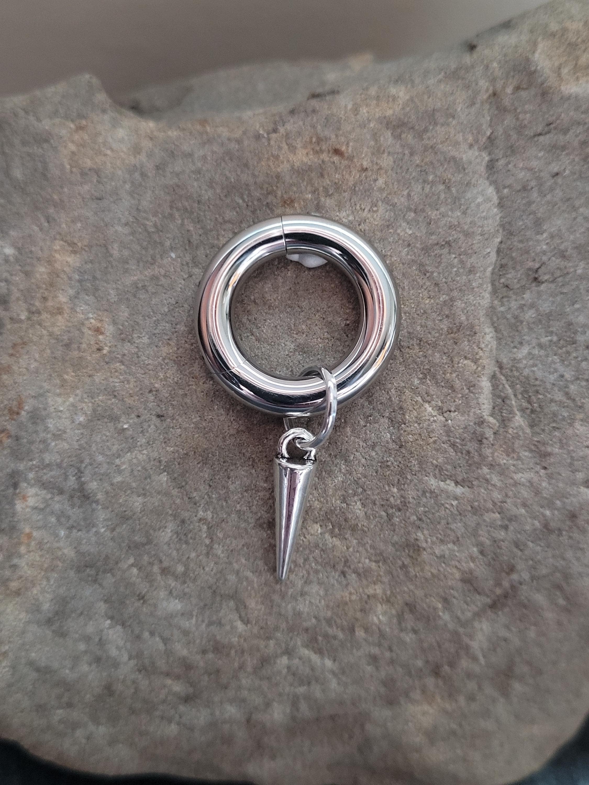 Silver Spike Clicker Ring Hoop Gauges Big 2g 4g 6g 8g 10g 12g 14g 16g ...