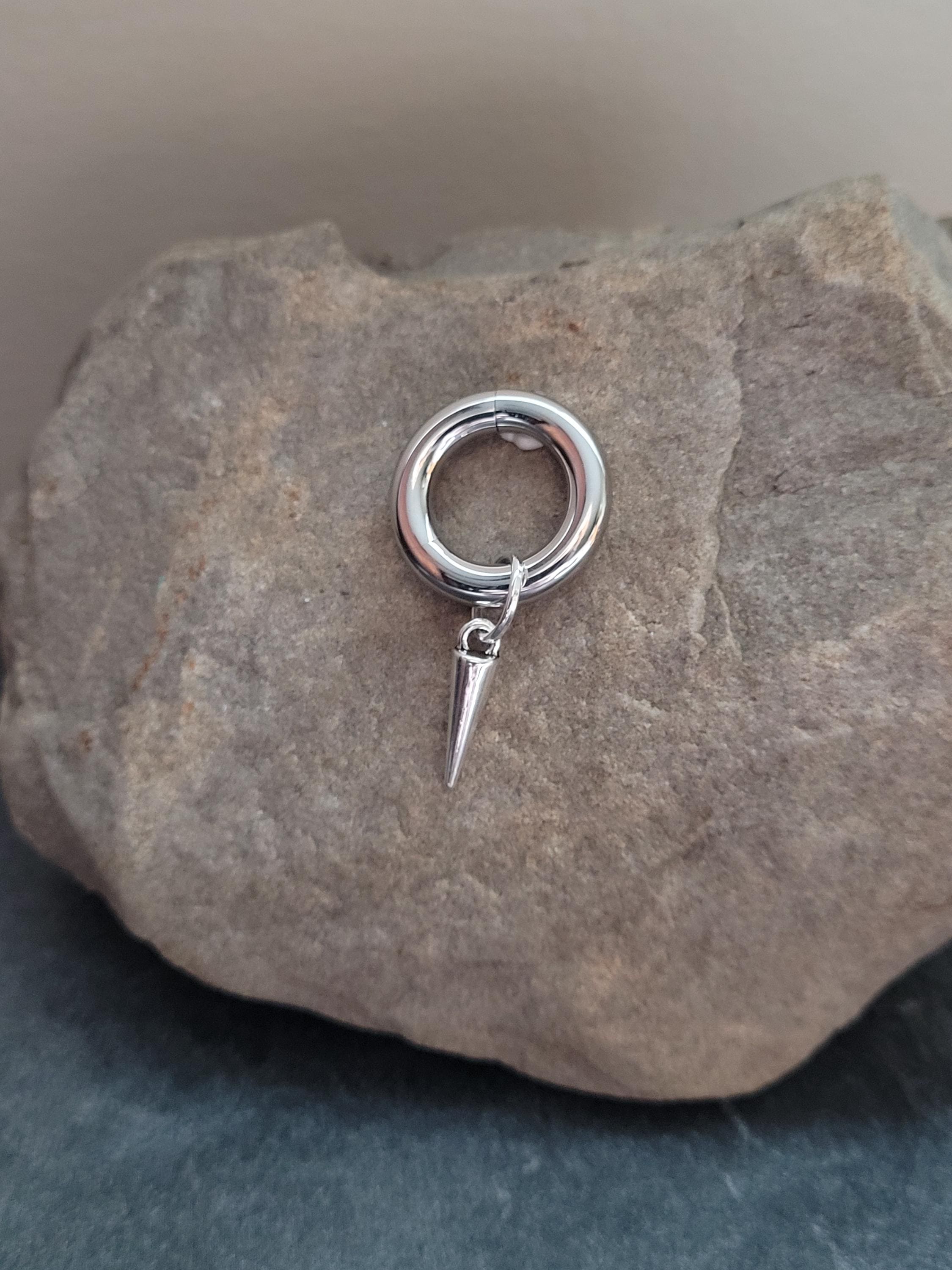 Silver Spike Clicker Ring Hoop Gauges Big 2g 4g 6g 8g 10g 12g 14g 16g ...