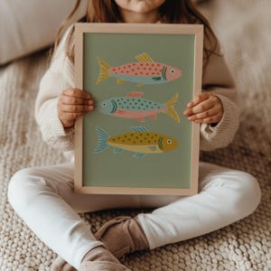 Colorful Fish Rolled Poster – Whimsical Underwater Theme Wall Art for ...