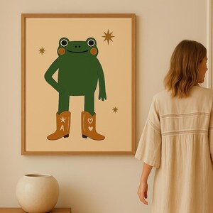 Cowboy Frog Art Print | Whimsical Western Animal Decor for Kids' Rooms ...
