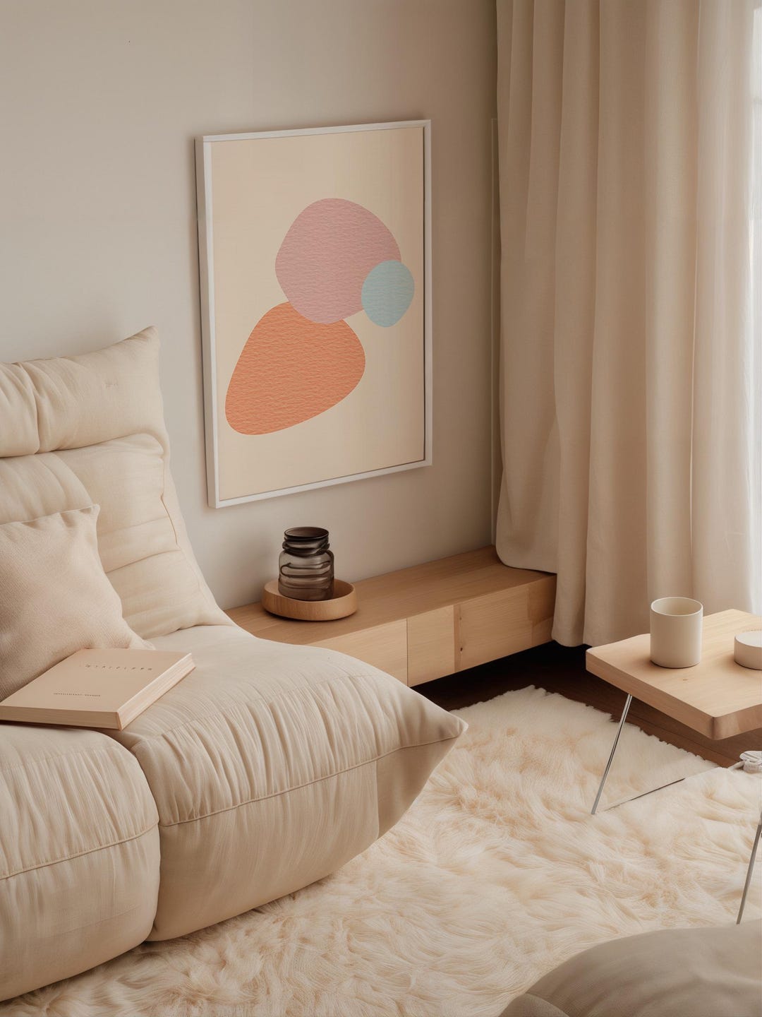 Abstract Pastel Shapes Poster - Minimalist Boho Aesthetic Wall Art for ...