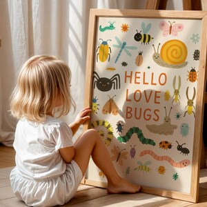 Hello Love Bugs Digital Wall Art – Cute Insect Printable for Nursery ...