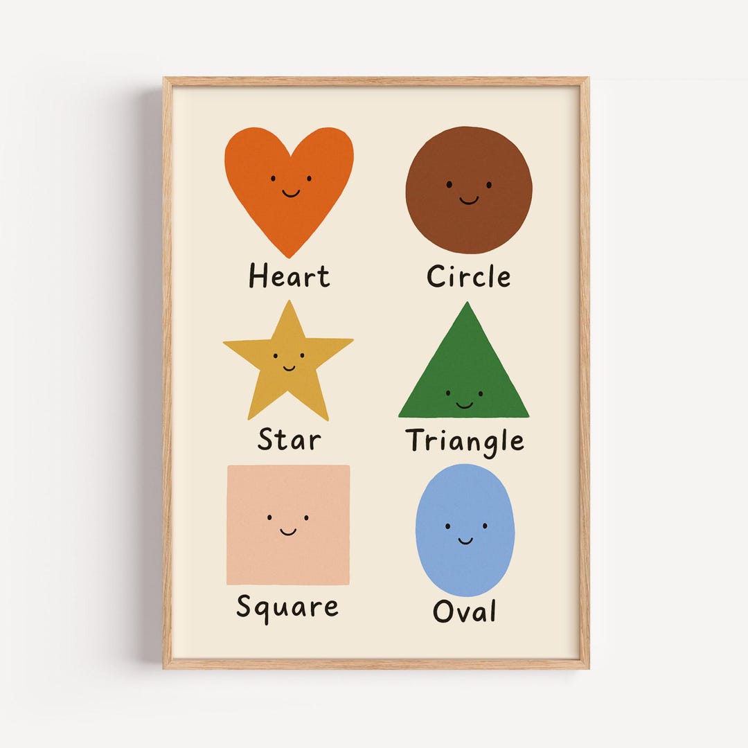 Smiling Shapes Poster: Educational Kids Room Wall Decor - Etsy UK