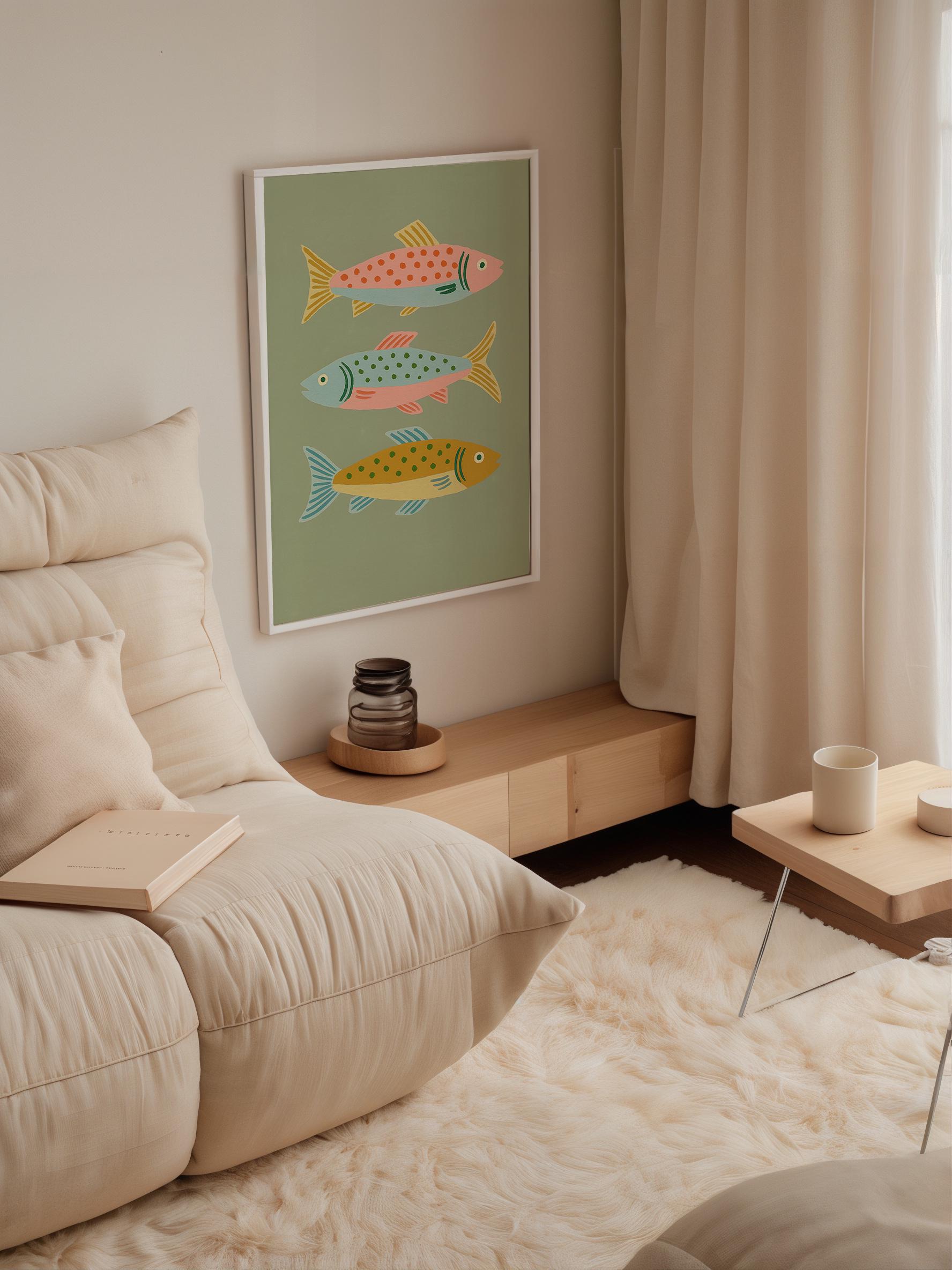 Colorful Fish Rolled Poster – Whimsical Underwater Theme Wall Art for ...