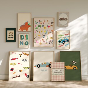 Vroom Vroom Car Art Print for Kids Room - Fun Racing Nursery Decor ...