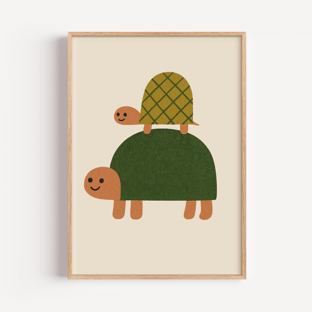 Cute Turtle Rolled Poster - Smiling Turtle Nursery Decor | Animal Wall ...