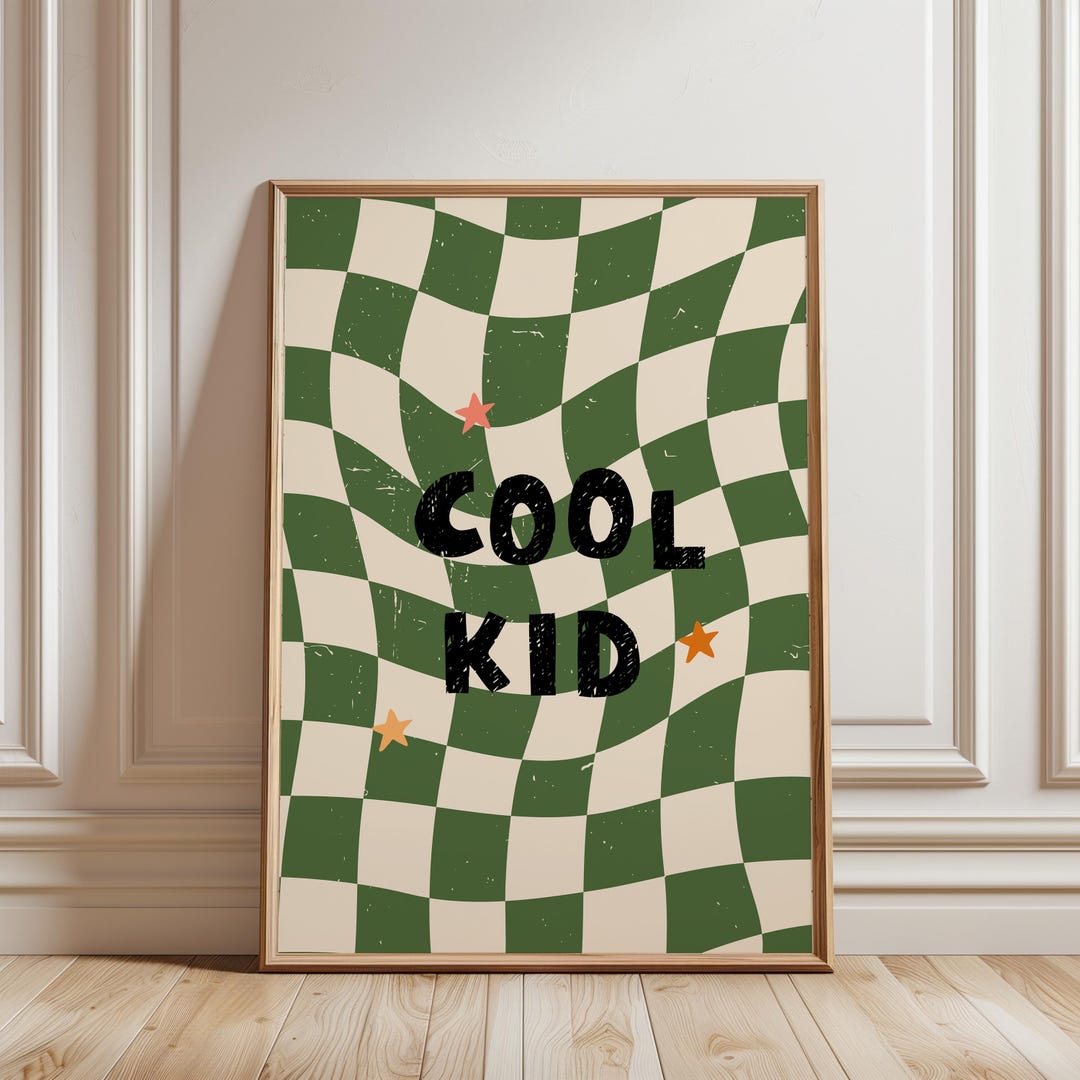 Cool Kid Checkerboard Digital Print, Modern Retro Wall Art, Kids' Room ...