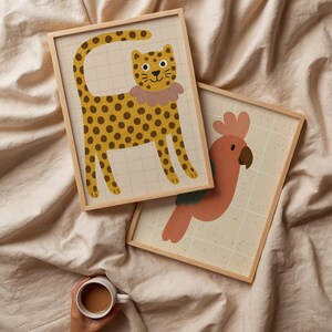 Cute Leopard Digital Wall Art – Printable Jungle Animal Poster for Kids ...