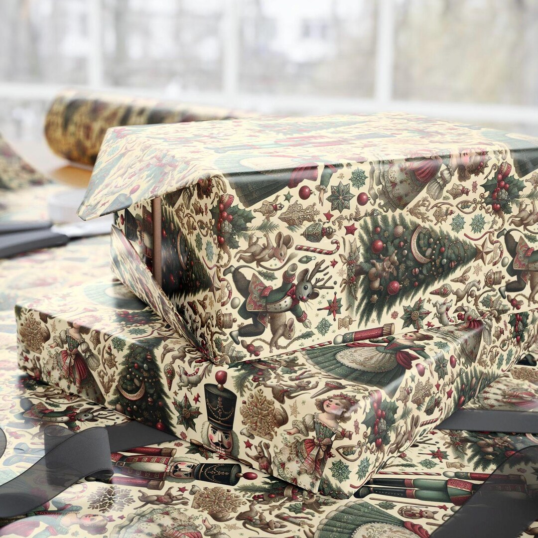 Nutcracker Wrapping Paper, Vintage Inspired Gift Wrap, Nutcracker Paper ...