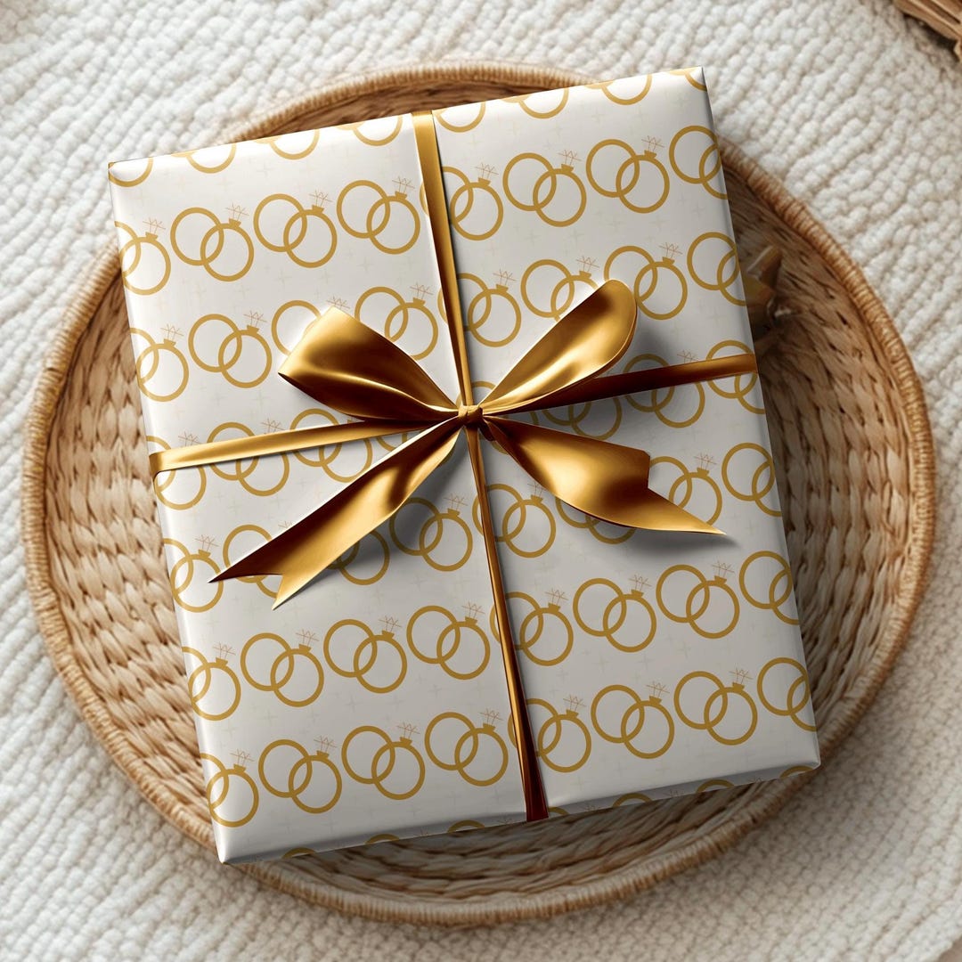 Engagement Wrapping Paper, Camp Bachelorette Wrapping Papers, Ring ...