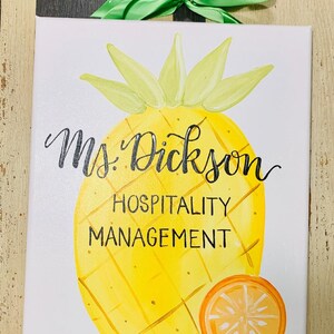 Tropical Pineapple Flamingo Hand Painted Sign Custom Name Monogram ...