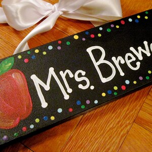 Classic Apple School Teacher Name Gift Classroom Decor Custom Painted ...