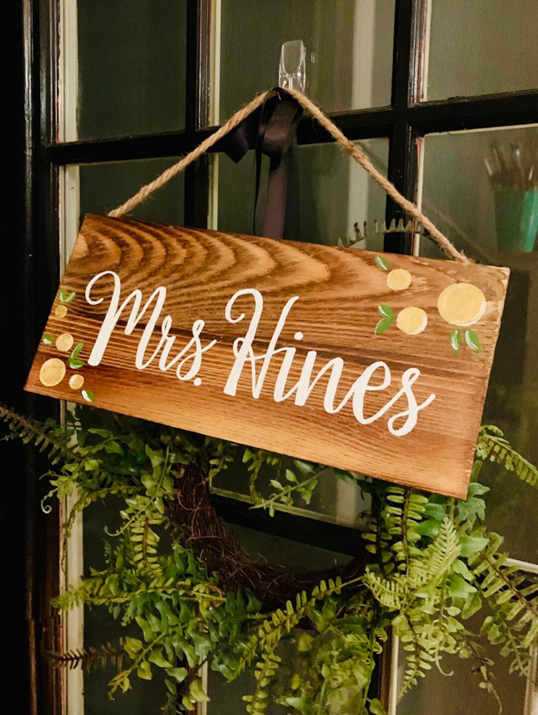 Teacher Name Rustic Chic Hand Painted Flowers Custom Wooden Sign ...