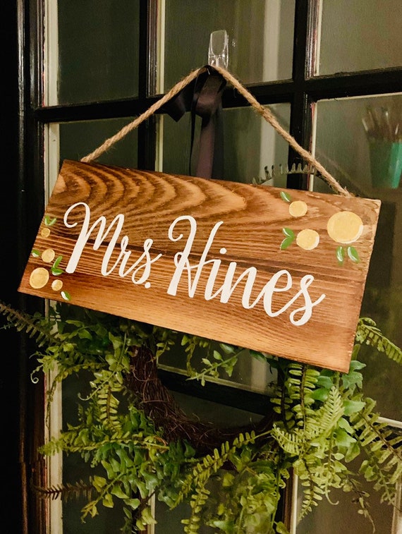 Teacher Name Rustic Chic Hand Painted Flowers Custom Wooden | Etsy