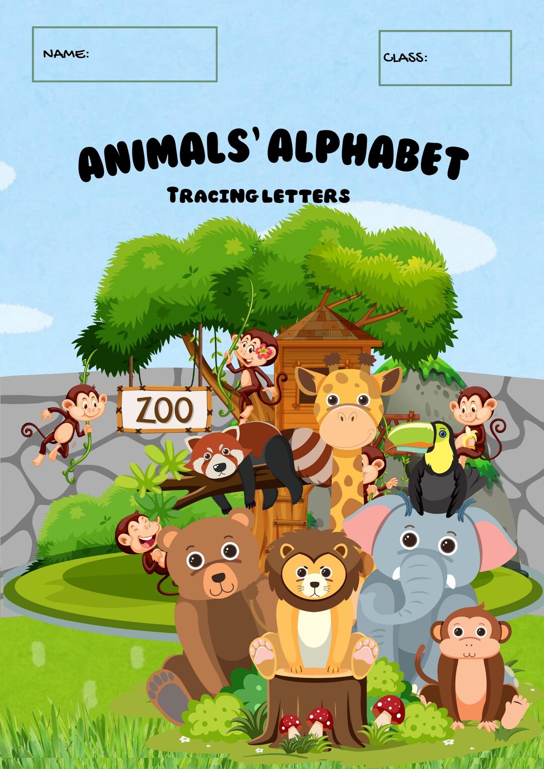 Animal's Alphabet Tracing Letters, Activity for Kids, A4, Digital ...