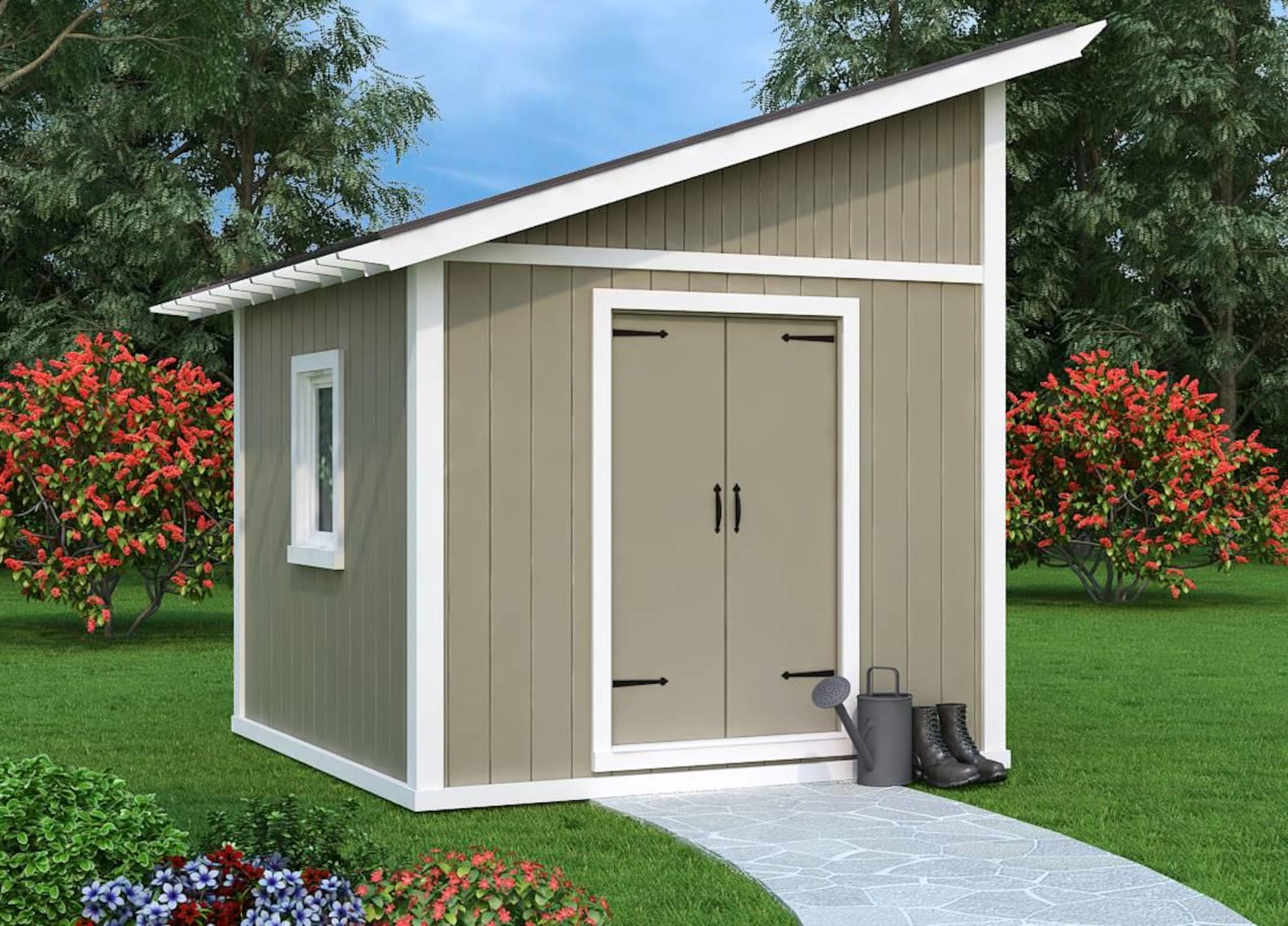 10'x10' Modern Shed Roof Storage Shed Plan – DIY Outdoor Building for ...