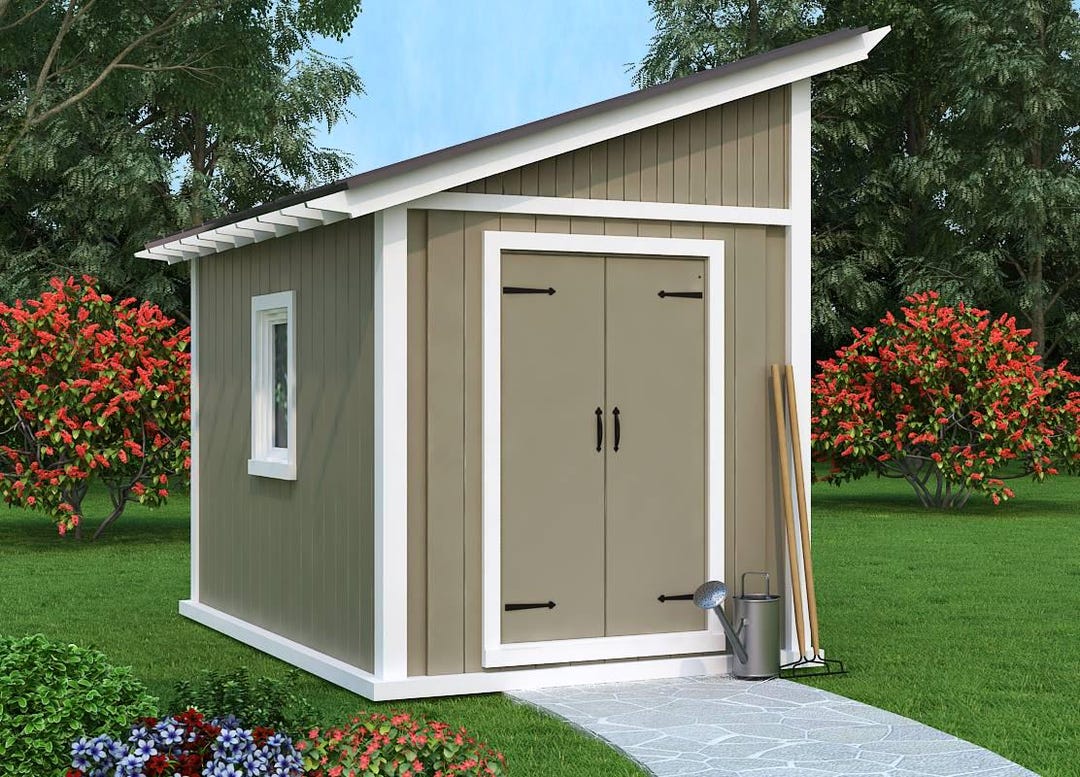 8'x12' Modern Shed Roof Storage Shed Plans – DIY Outdoor Building for ...