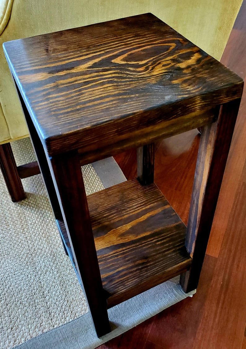 Rustic Handmade Wooden End Table / Plant Stand - Etsy