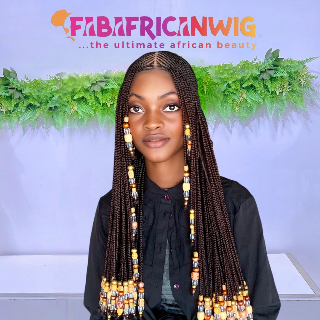 Fulani Cornrow Braided Wig: Full Lace Knotless Goddess Braids With ...