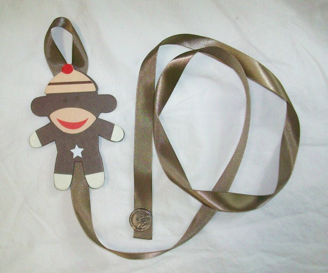 Brown Monkey With Brown Ribbon With Dots Barrette Bow Holder - Etsy