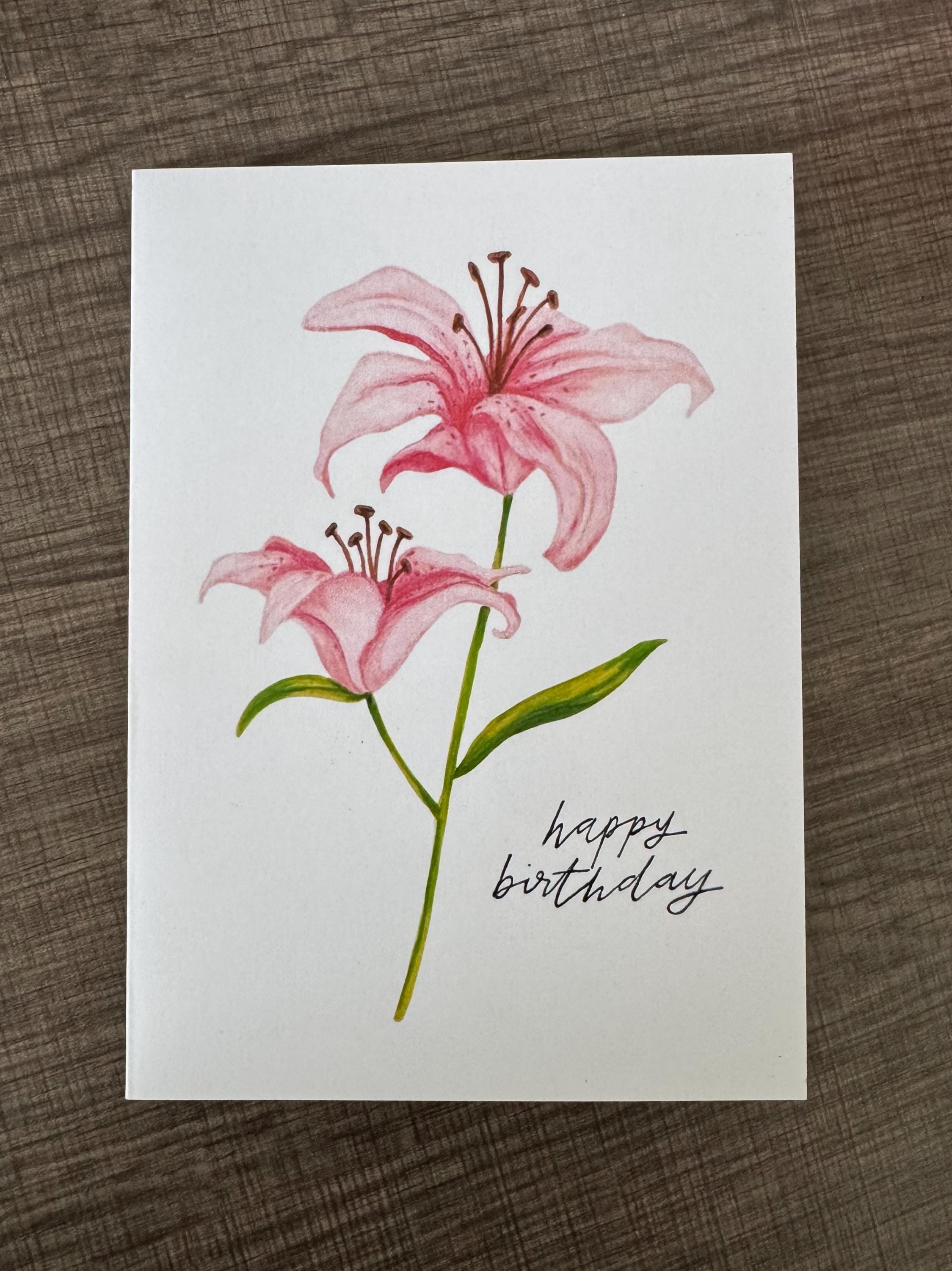 Pink Lily Card / Birthday Card - Etsy