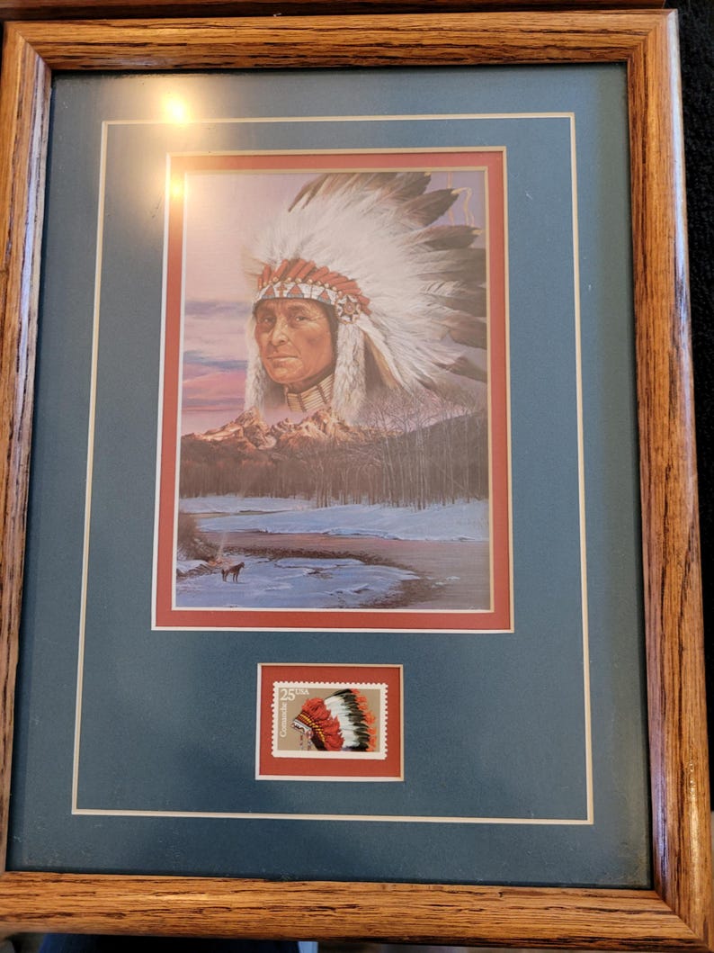 Pair of Framed Native American Prints With Stamps - Etsy