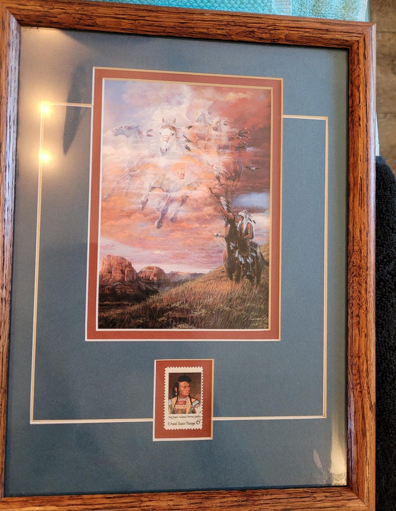 Pair of Framed Native American Prints With Stamps - Etsy