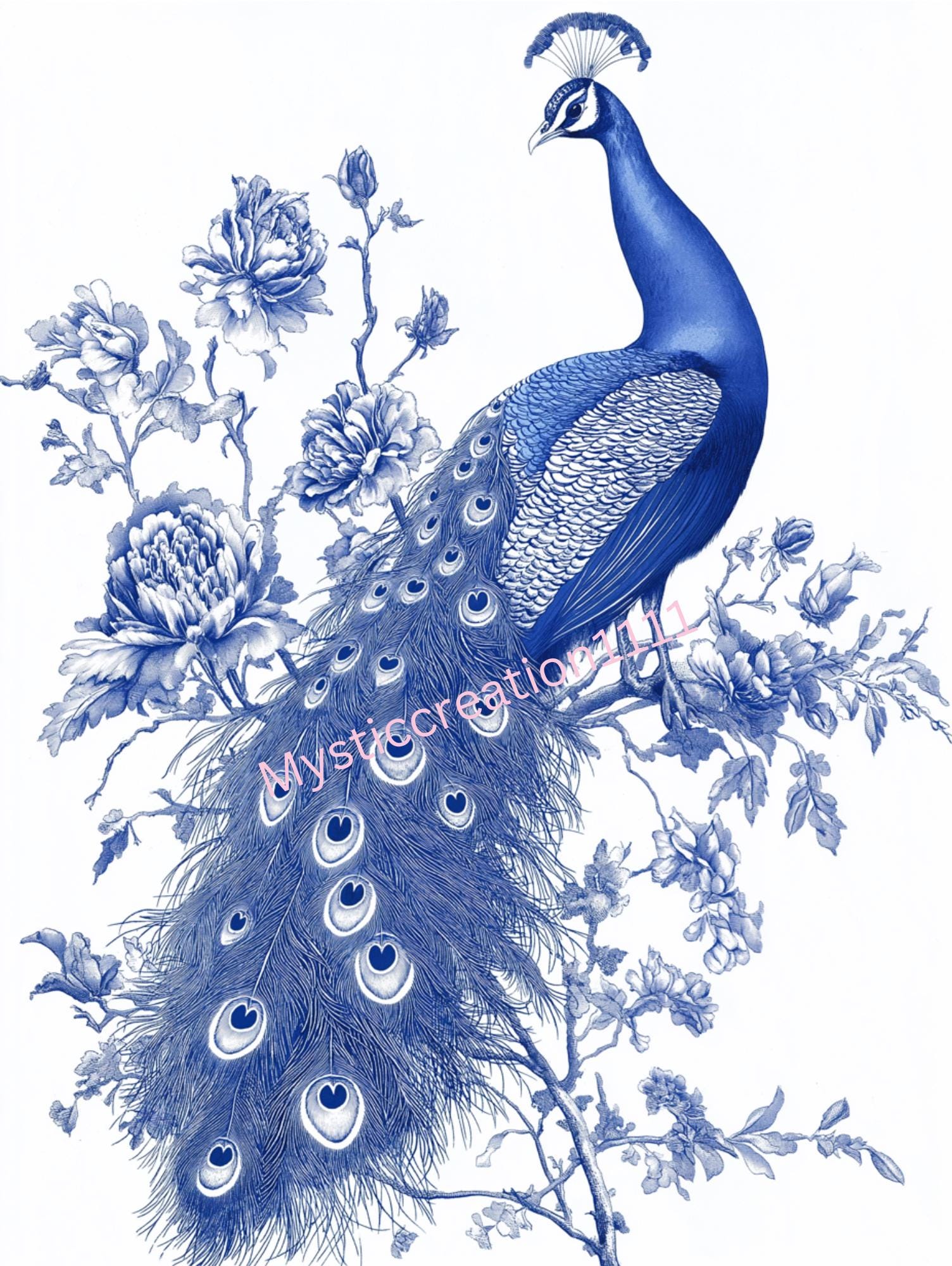 Decoupage Rice Paper Chinoiserie Floral Peacock French Toile #118 ...