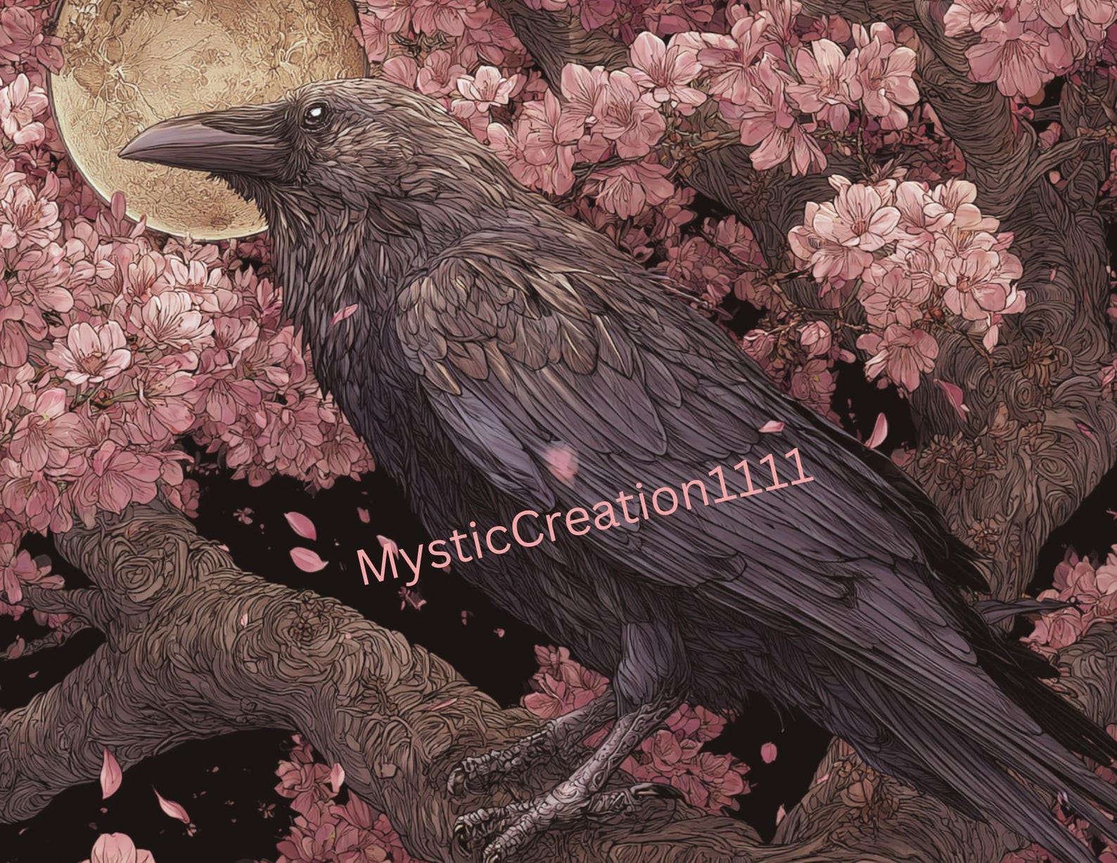 Decoupage Rice Paper Halloween Crow Cherry Blossom #389, Rice Paper for ...