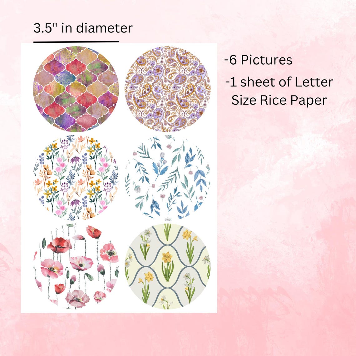 Decoupage Rice Paper With 6 Round Checked Floral Plaid Patterns #12 ...