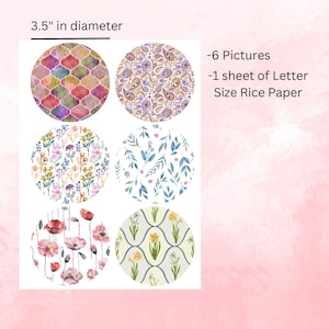 Decoupage Rice Paper With 6 Round Checked Floral Plaid Patterns #12 ...