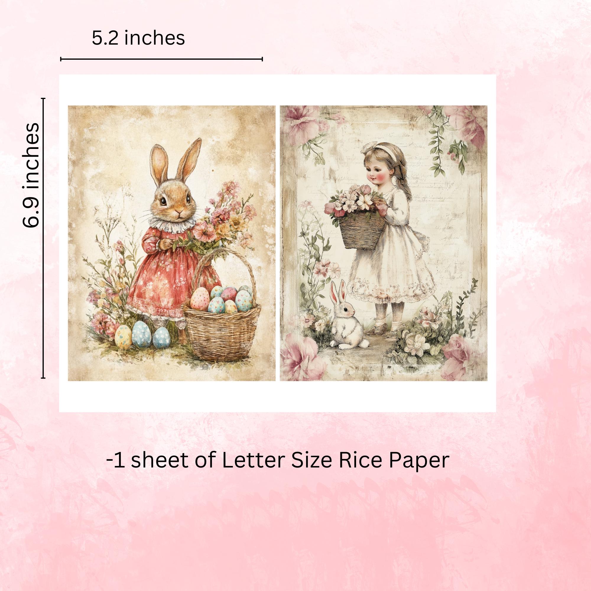 Decoupage Rice Paper With 2 Vintage Easter Bunny Patterns #94, Rice ...