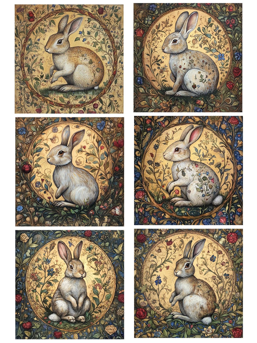 Decoupage Rice Paper With 6 Medieval Art Magic Hare Rabbit Patterns ...