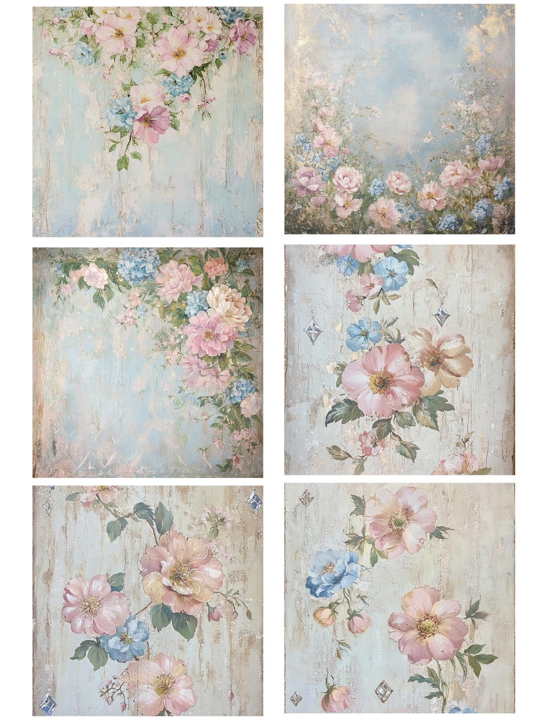 Decoupage Rice Paper With 6 Vintage Floral Wall Art Patterns #19, Rice ...