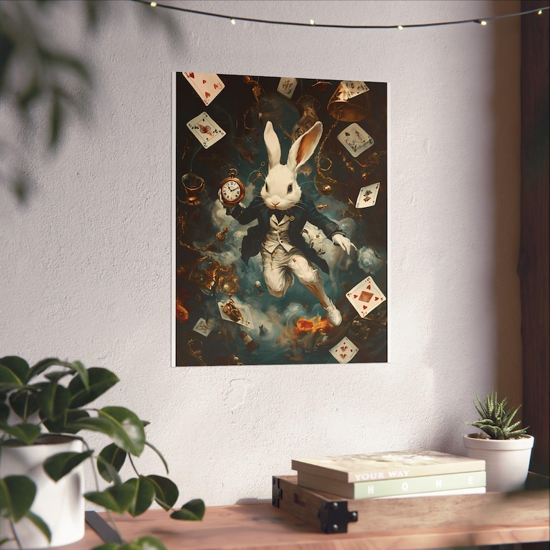 Alice in Wonderland White Rabbit Poster, Vintage Spring Decor, Nature ...