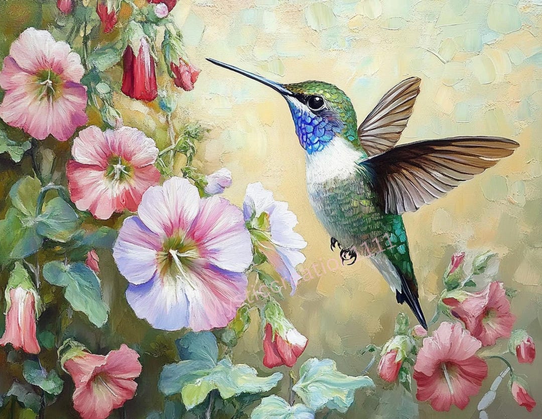 Decoupage Rice Paper Hummingbird Flowers Wall Art #163, Letter Size ...