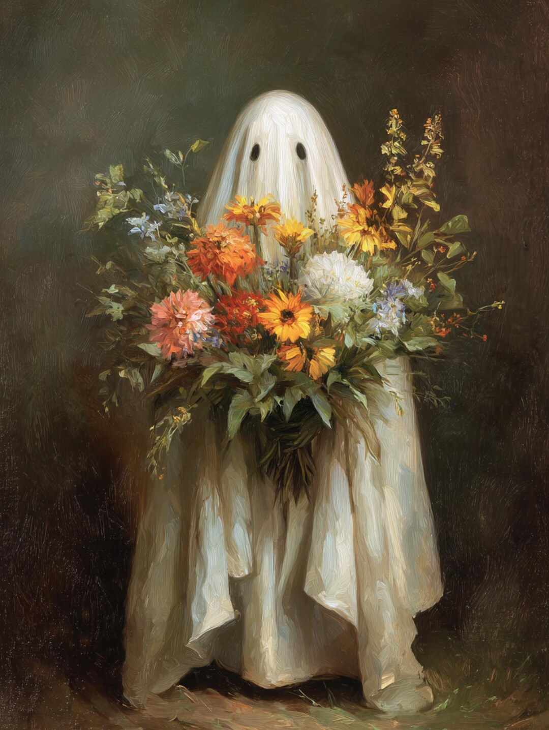 Decoupage Oil Painting Style Boo White Ghost #602, Letter Size Rice ...