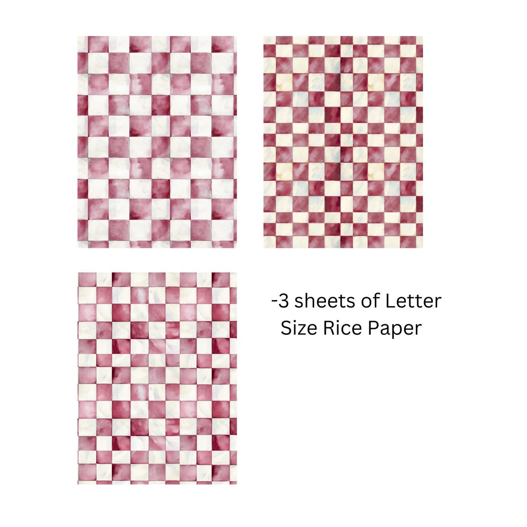 Decoupage Red Checkered Plaid Pattern #696 Bundle, Letter Size Rice ...