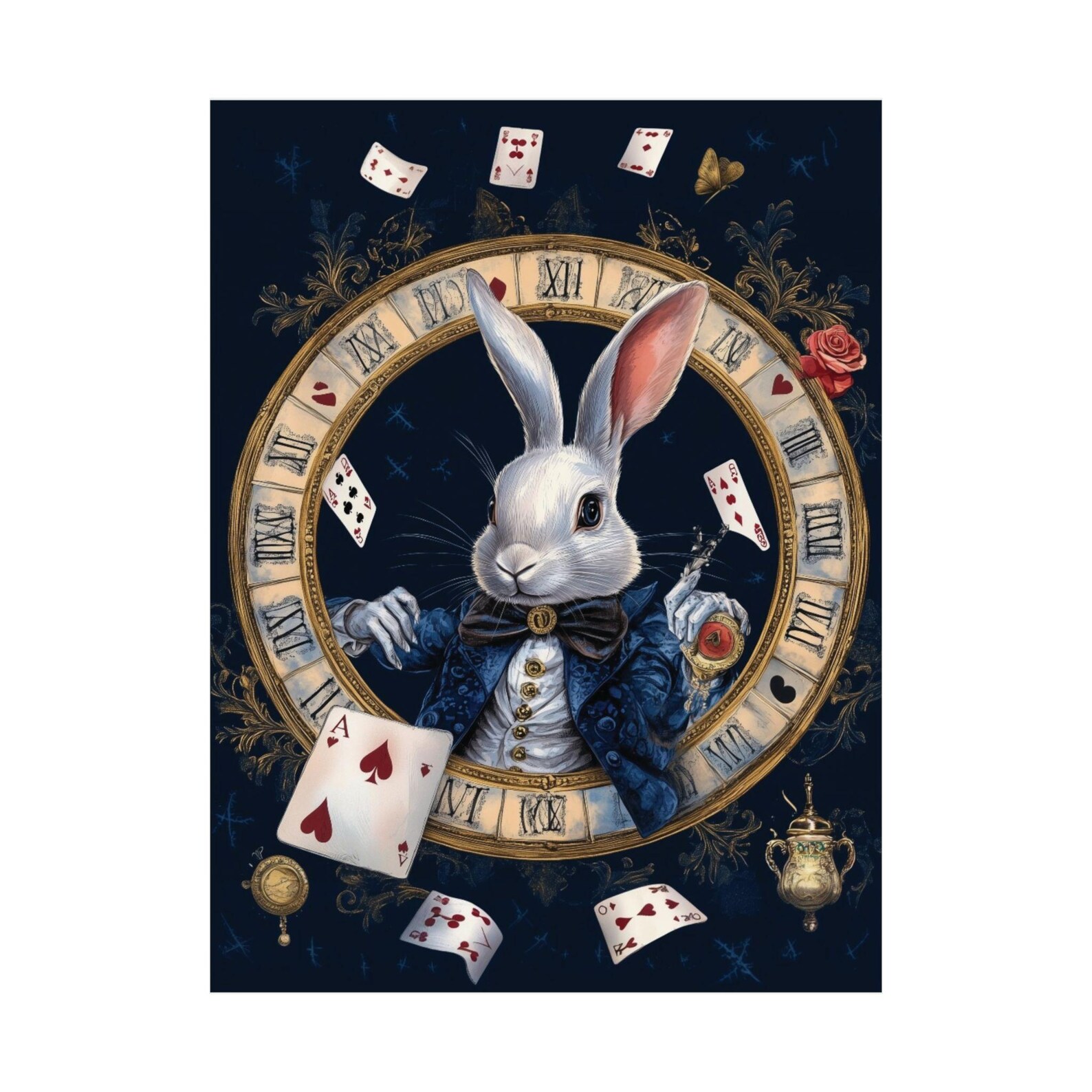 Alice in Wonderland White Rabbit Clock Poster, Vintage Spring Décor ...