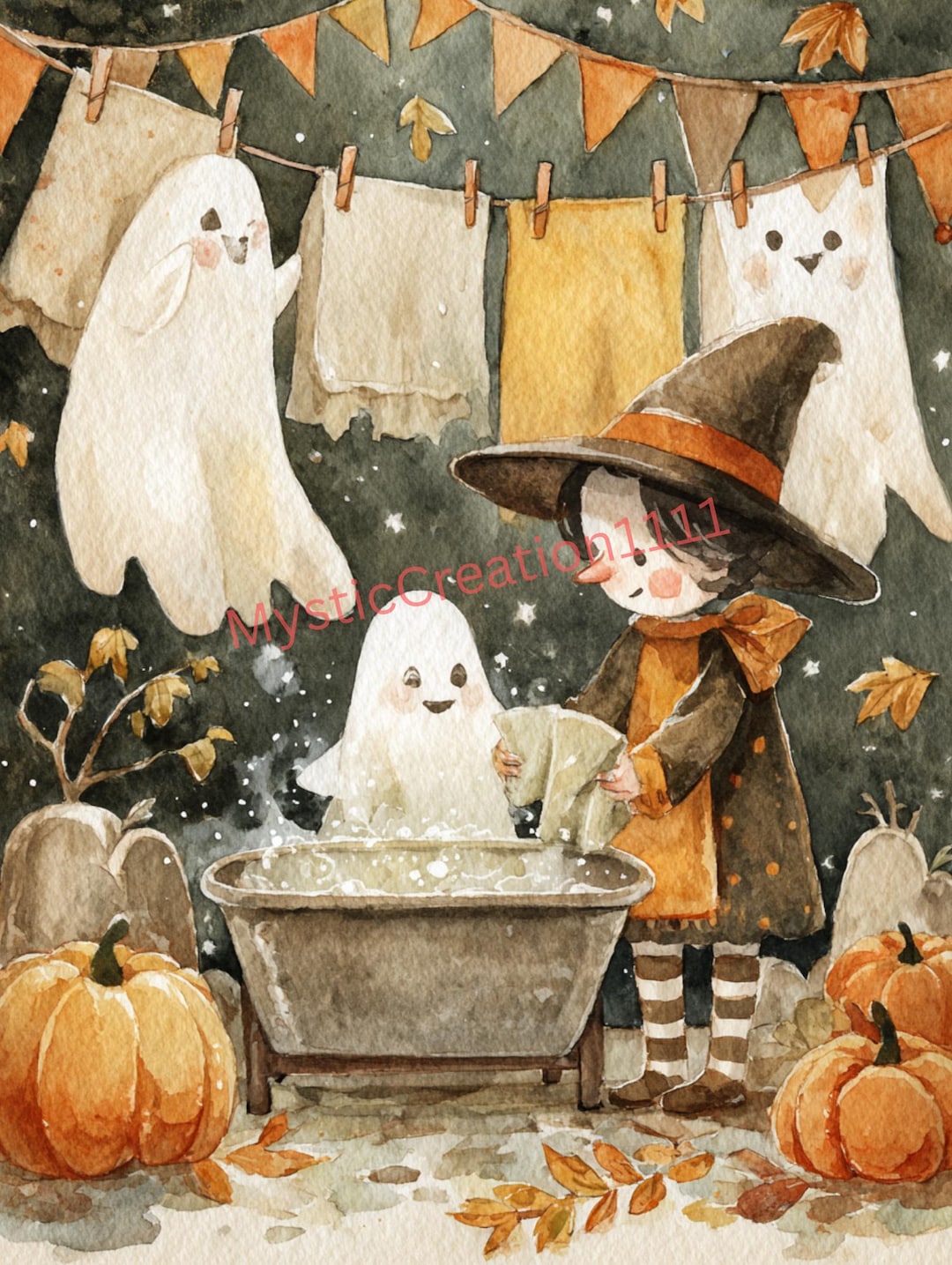 Decoupage Paper Whimsical Witch and Ghost Boo Wall Art #533, Letter ...