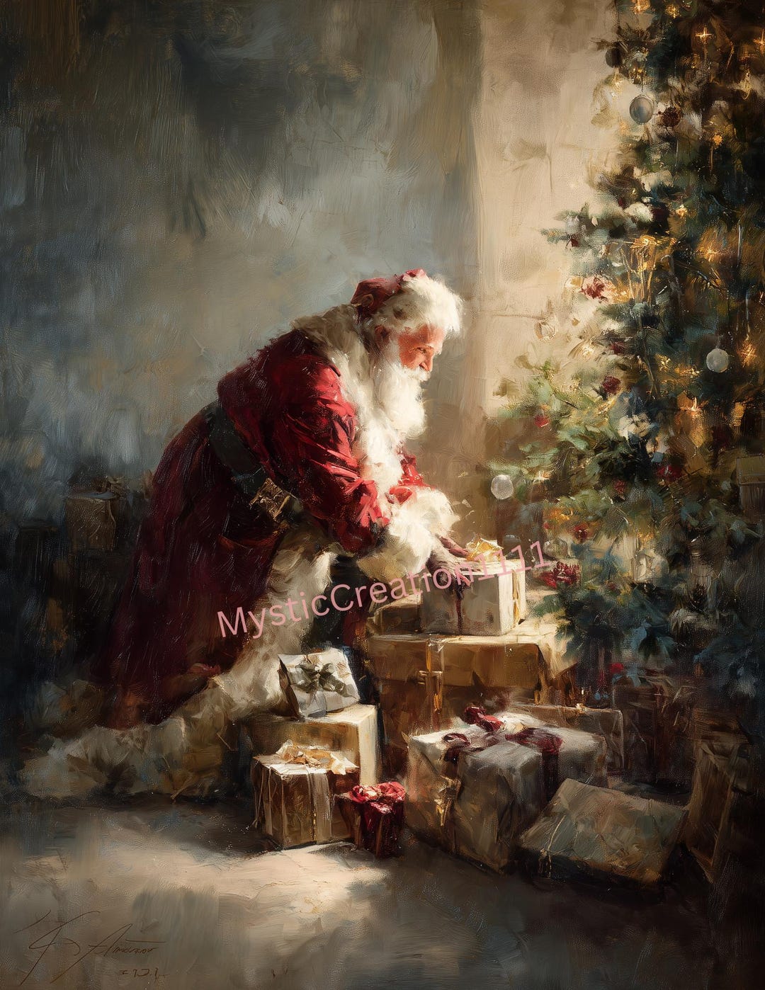 Decoupage Paper Santa With Presents Christmas Winter Art #729, Letter ...
