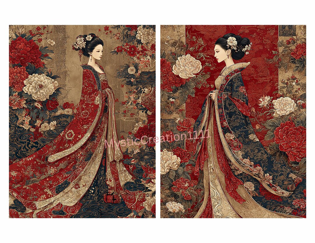 Decoupage Paper Tang Dynasty Lady With Lunar New Year Pattern Art ...