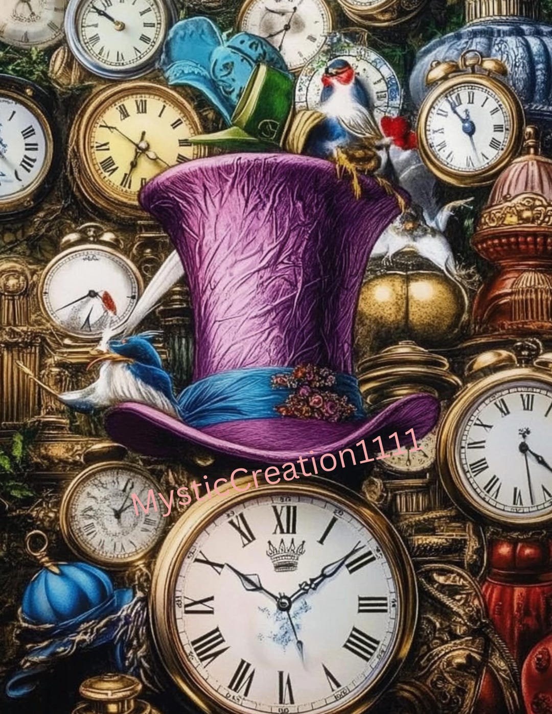 Decoupage Paper Alice in Wonderland Mad Hatter Clock #286, Letter Size ...