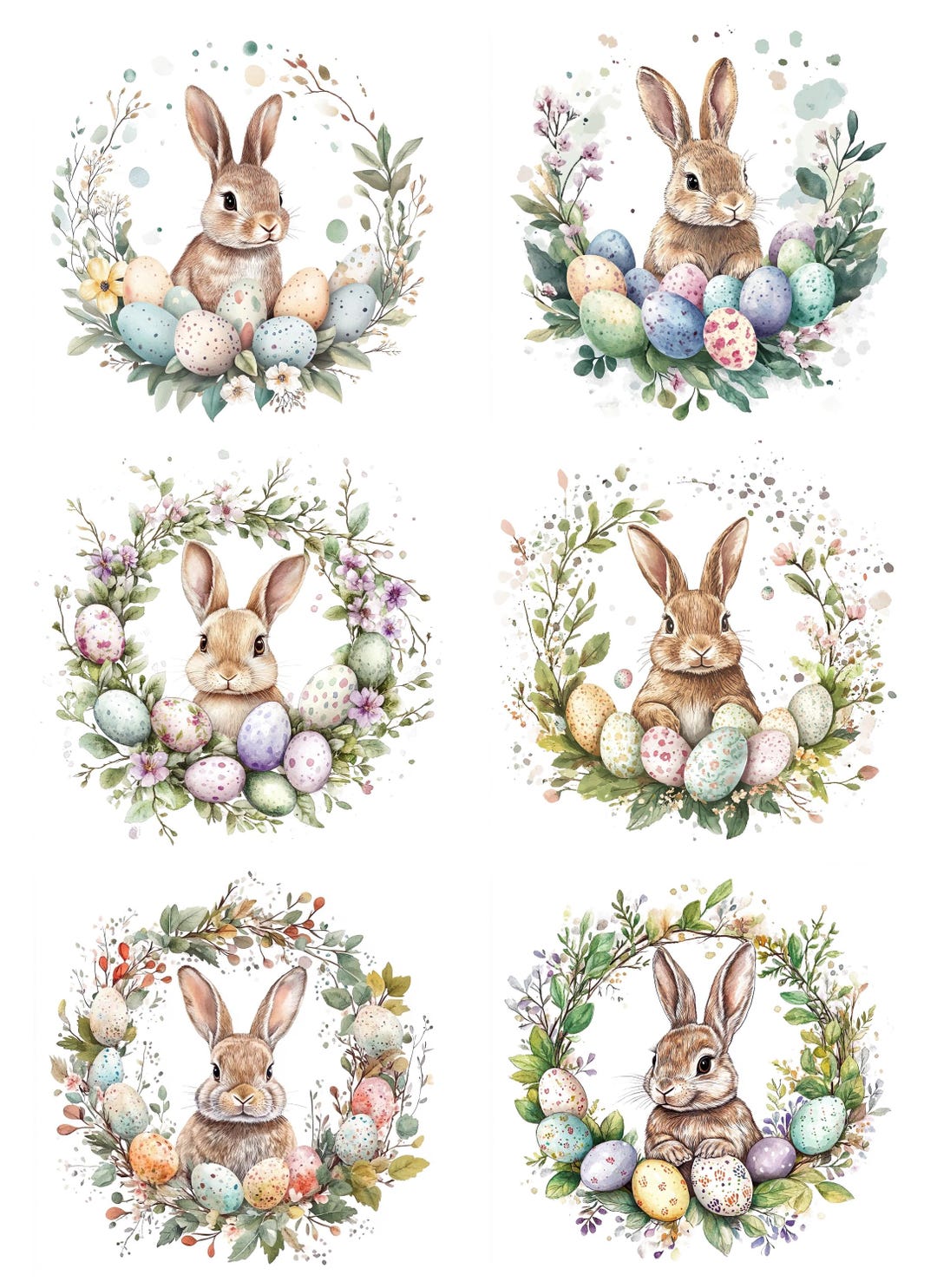 Decoupage Rice Paper With 6 Wreath Easter Bunny Patterns #13, Rice ...