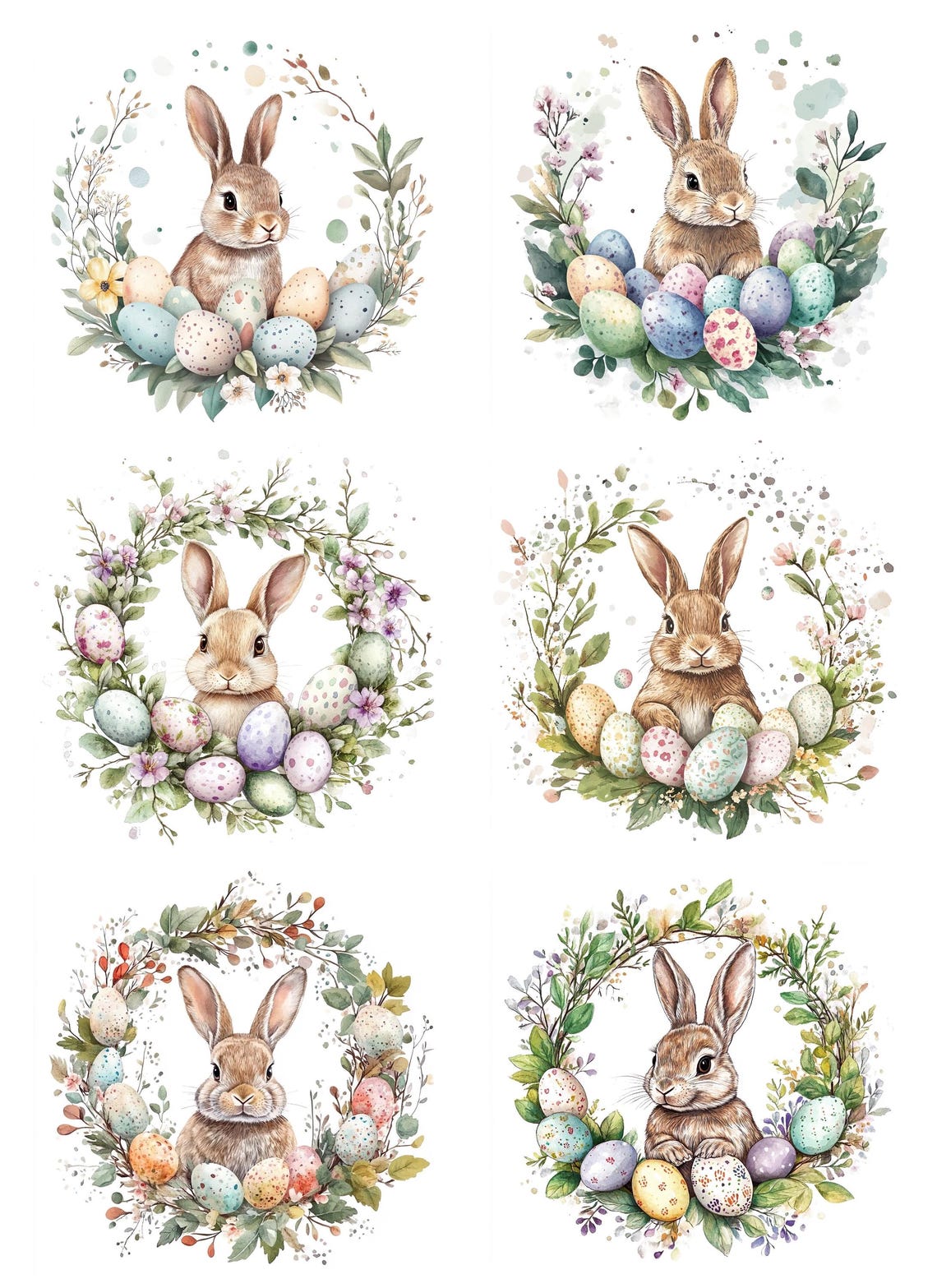 Decoupage Rice Paper With 6 Wreath Easter Bunny Patterns #13, Rice ...